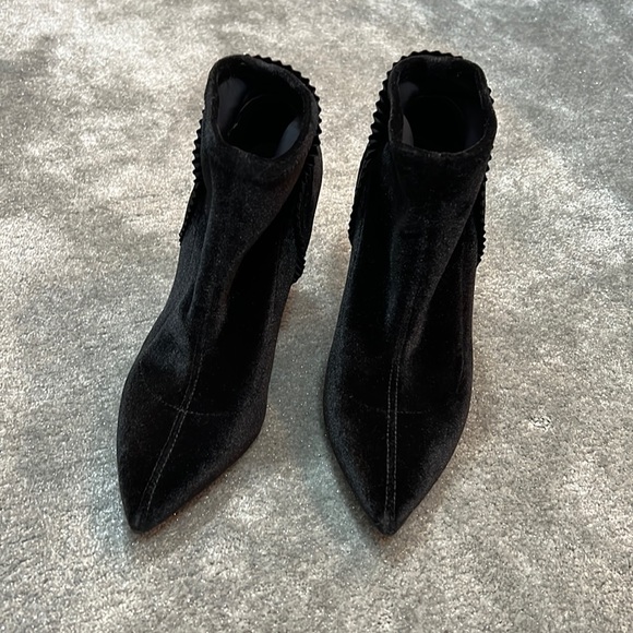 Stella Luna | Shoes | Stella Luna Bootie Black Velvet With Ruffle On ...